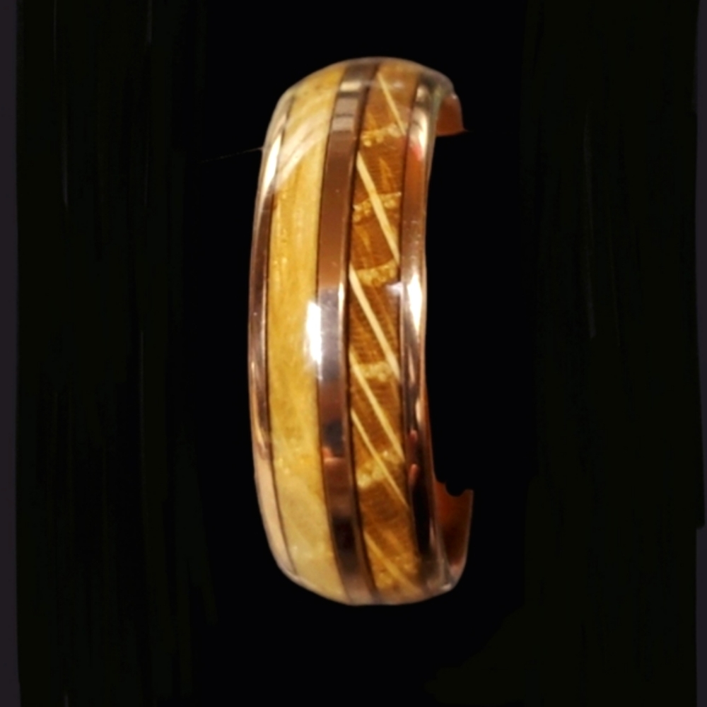 New Whiskey Double Barrel Rose Gold Tungsten Men's Ri… - Gem